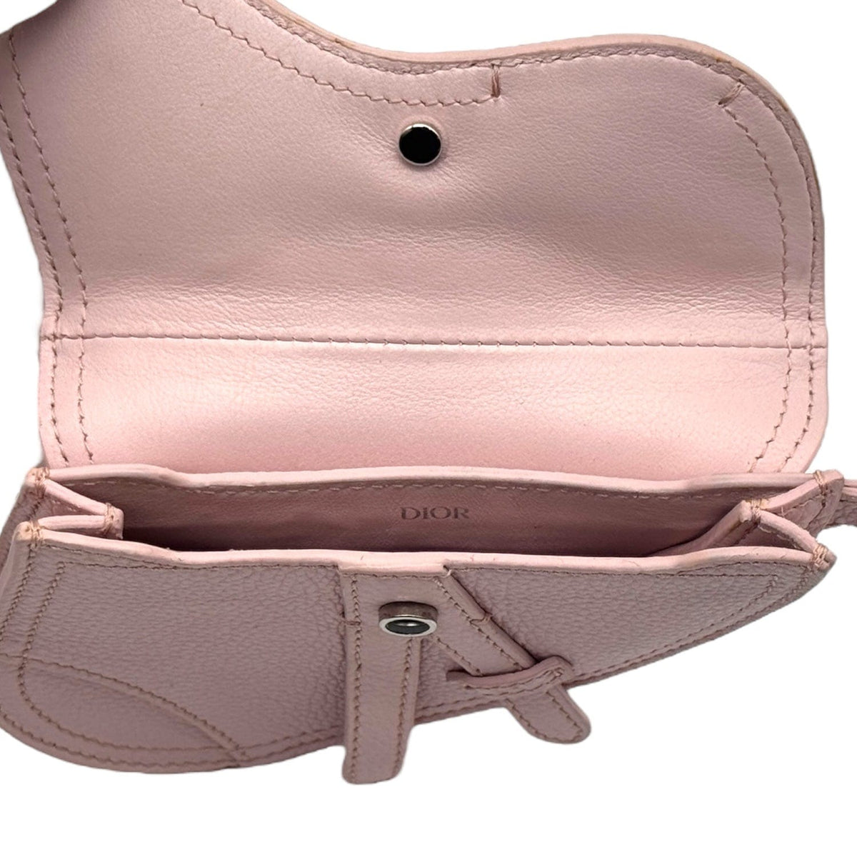 CHRISTIAN DIOR Leather Saddle Key Ring & Coin Pouch - Light Pink– Wag N ...