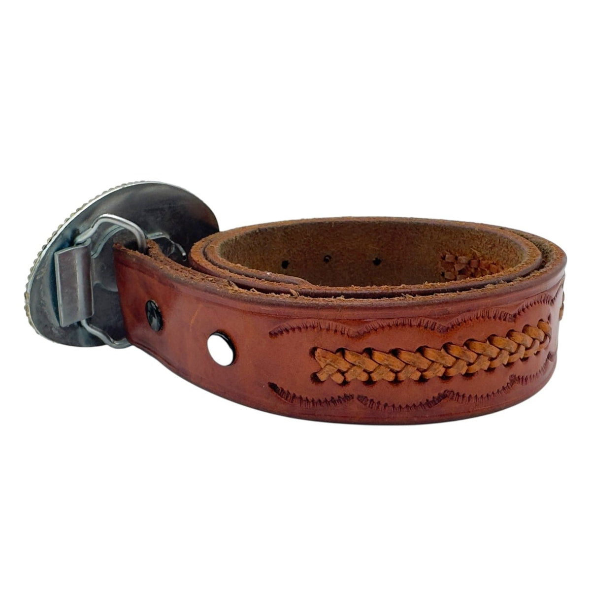 BELT Leather with Rhinestone Lakers Buckle and Dog Tag - Brown– Wag N ...